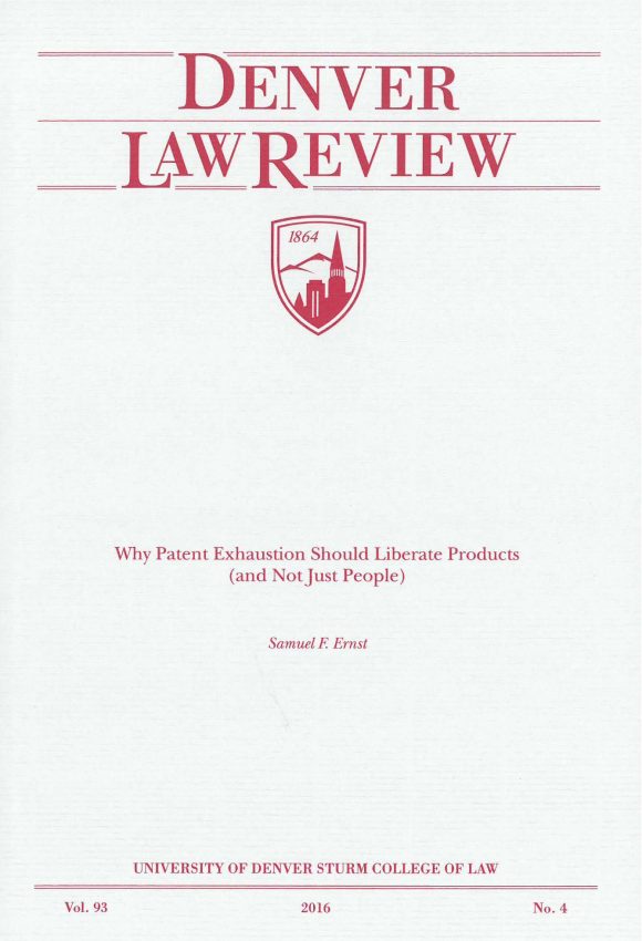 Fowler Law Professor Sam Ernst Published in Denver Law Review - Fowler ...